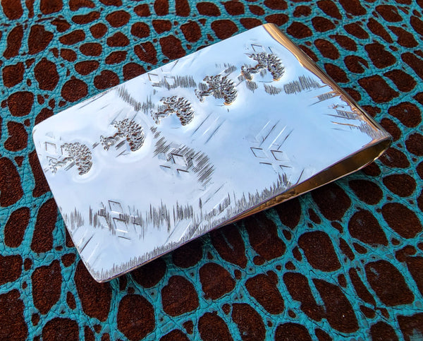 Distressed Tree Full Fold Wide money clip – SterlingSilverMoneyClips.com